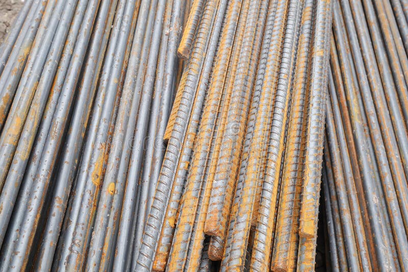 Steel Rods or Bars Used To Reinforce Concrete in Construction Stock ...