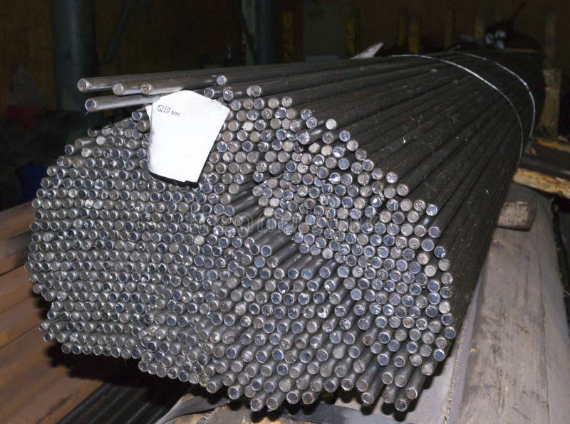 Steel rods in factory stock image. Image of production - 62318089