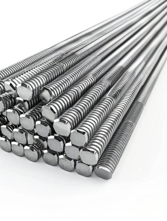 Steel Rods on White Surface Stock Image - Image of factory, workshop ...