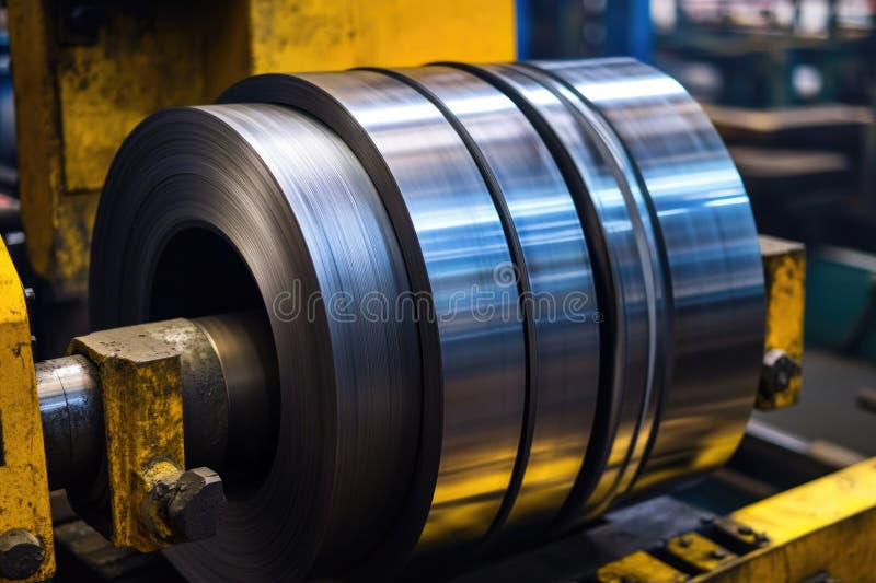 A Steel Roll Being Manufactured on a Machine in a Industrial Setting ...