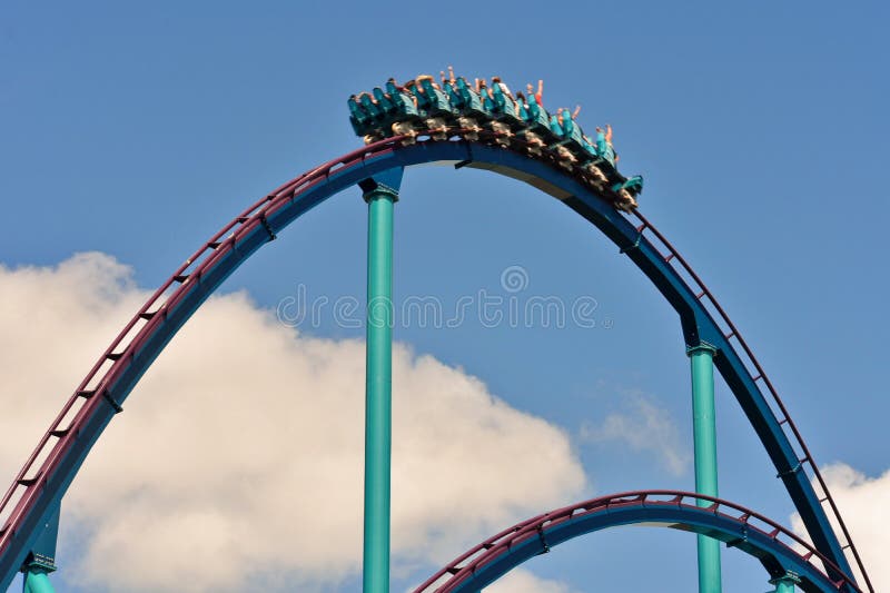 Steel Roller Coaster in the Park. Editorial Photography - Image of city ...