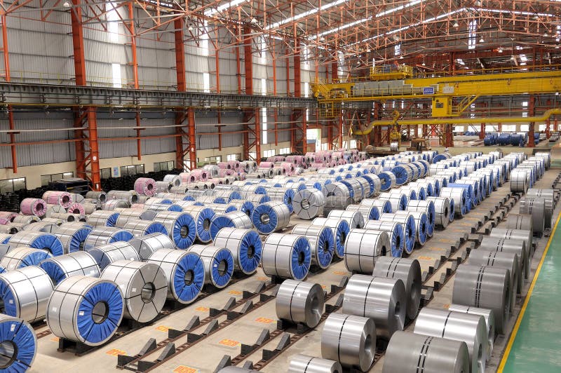 Steel Rolls in Factory stock image. Image of indoors - 36578889