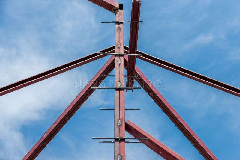 Steel roof structure stock image. Image of project, work - 97321037