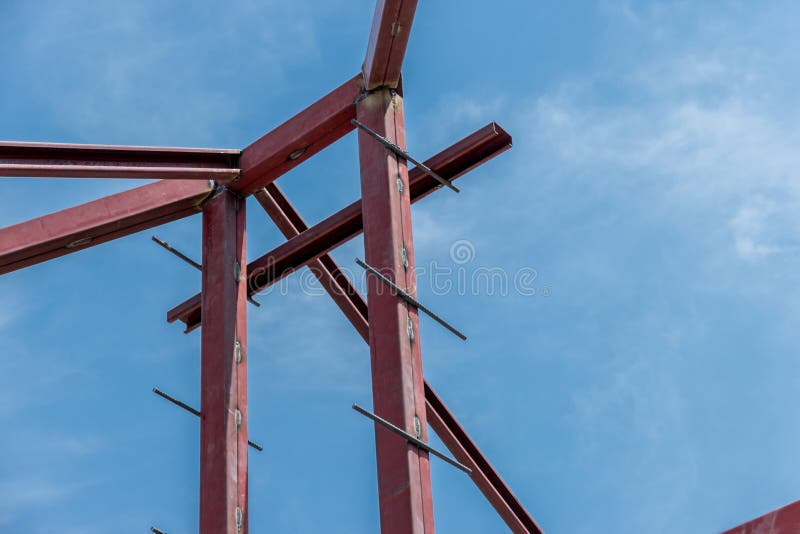 Steel roof structure stock image. Image of home, structural - 97321039
