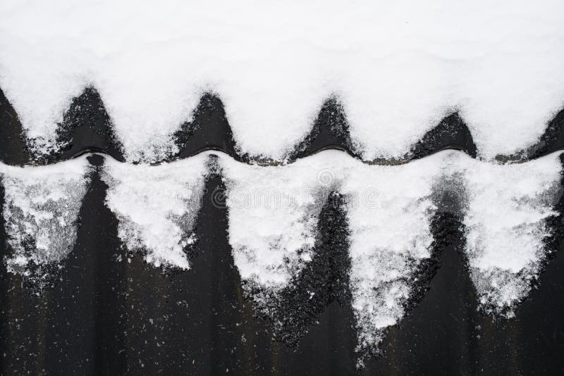 Steel Roofing Pan Tile Covered with Snow. Snowstorm Theme Stock Image ...