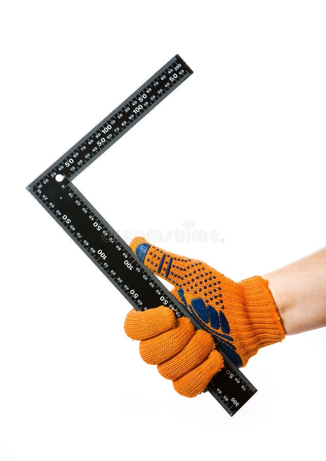 Steel Ruler in hand stock photo. Image of professional - 39312436