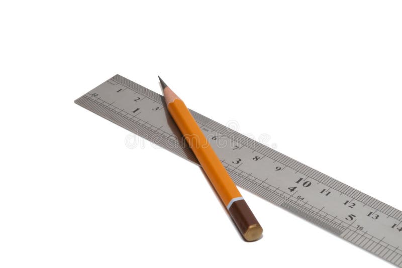 Steel Ruler and Wood Pencil Stock Image - Image of measurement, concept ...