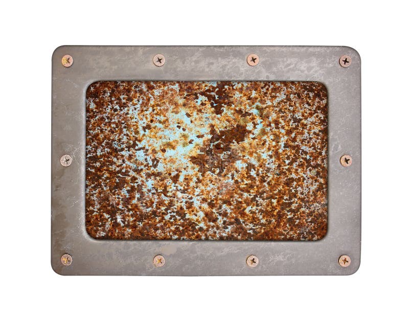 The Steel Rust Textures Background Plate with Frame and Screws Stock ...