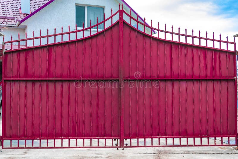 Steel Rusty Gates and a Red Brick Fence Stock Image - Image of fence ...