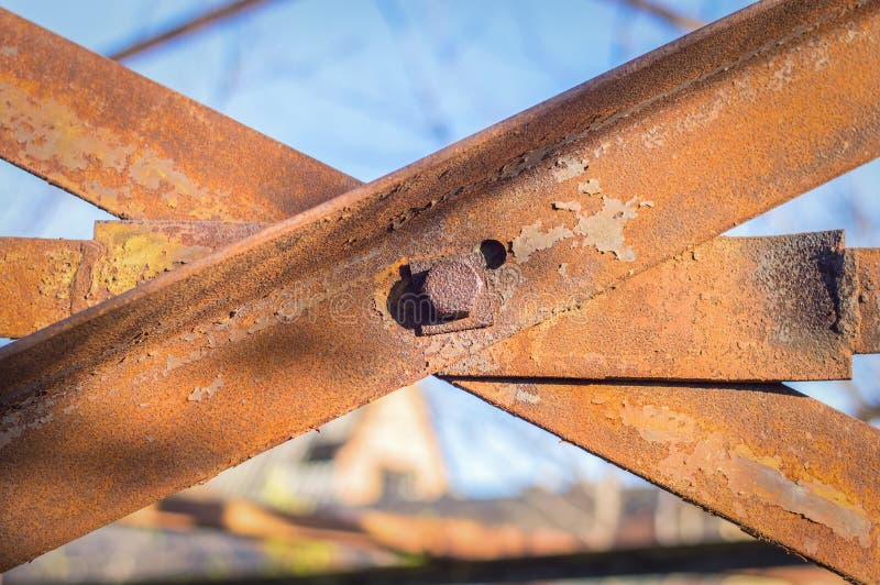 Steel Rusty Link on a Metal Structure Stock Photo - Image of bounding ...