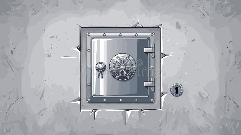 Steel Safe with Combination Lock in Concrete Wall, Representing Secure ...