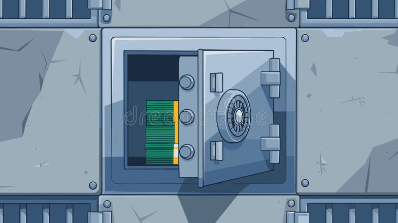 Steel Safe with Combination Lock in Concrete Wall, Representing Secure ...