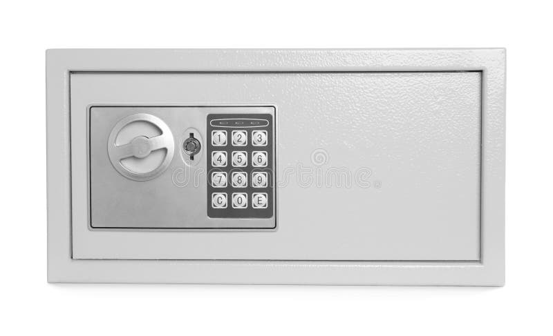 Steel Safe with Electronic Lock on White Background Stock Image - Image ...