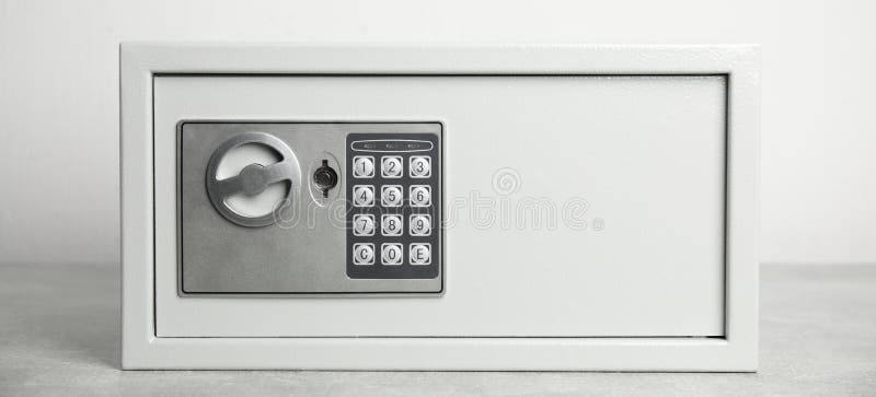 Steel Safe with Electronic Lock on White Background, Banner Design ...