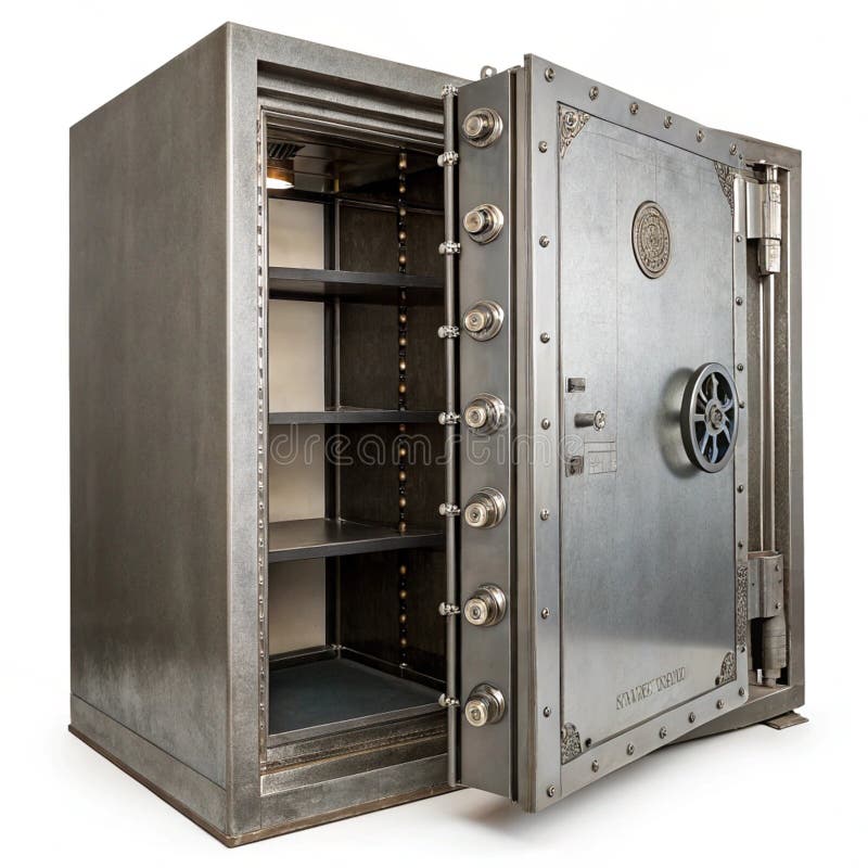 Steel Safe Vault with Open Door Isolated on White Background Stock ...