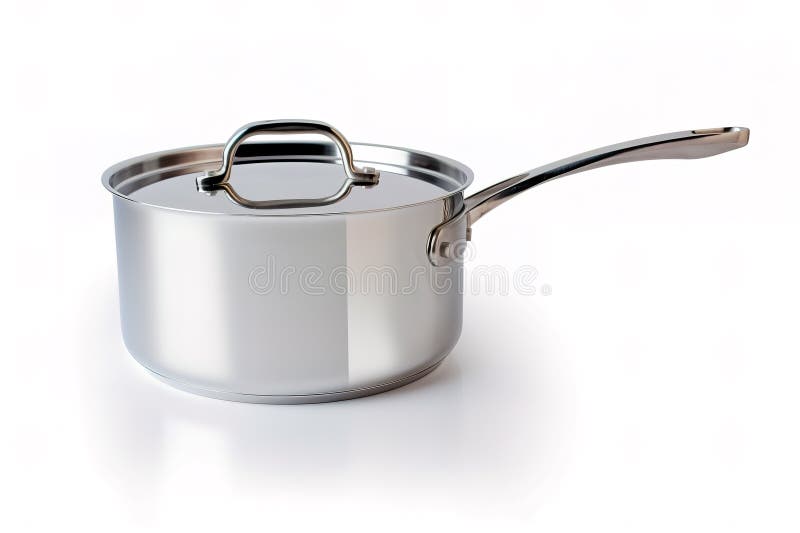 Steel Saucepan on a White Background Stock Illustration - Illustration ...
