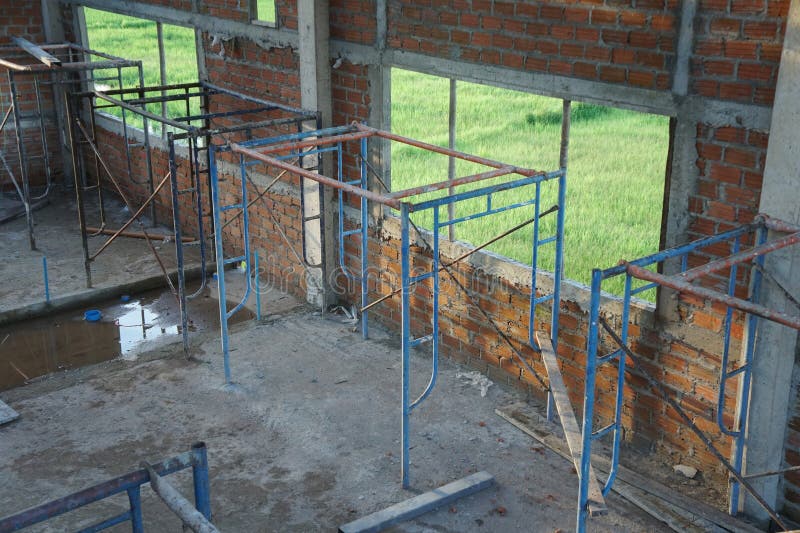 Steel Scaffolding on Construction Site. Stock Photo - Image of designed ...