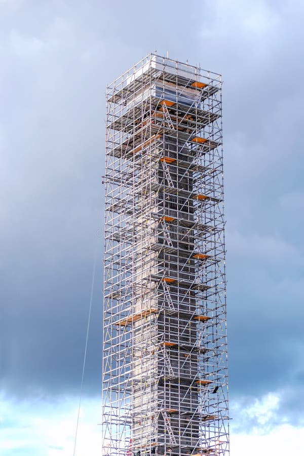 Steel Scaffolding. Tower Restoration Stock Photo - Image of scaffolder ...