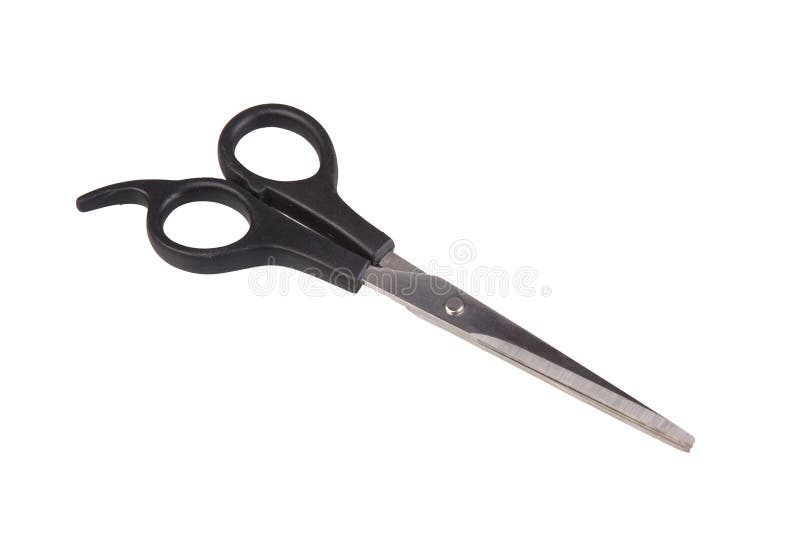 Steel Scissors with Black Handles Stock Image - Image of hair, silver ...