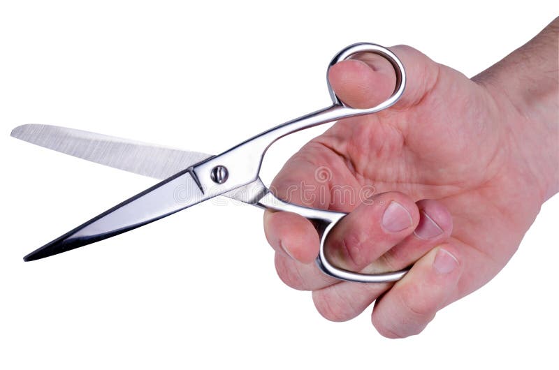 Steel Scissors in a Man S Hand Stock Photo - Image of plastic, scissors ...