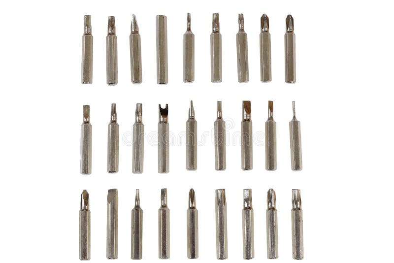 Steel Screwdriver Tips of Different Types Stock Photo - Image of mini ...