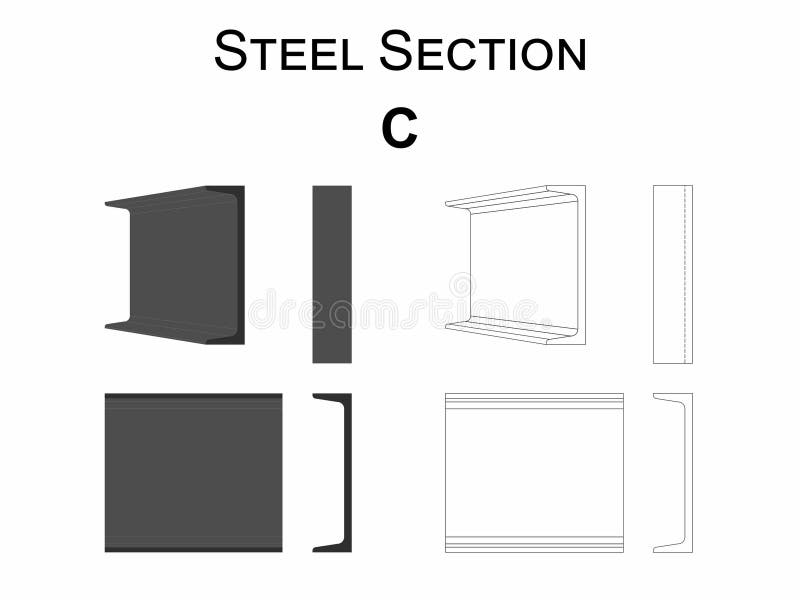 Steel section C stock vector. Illustration of design - 123417886