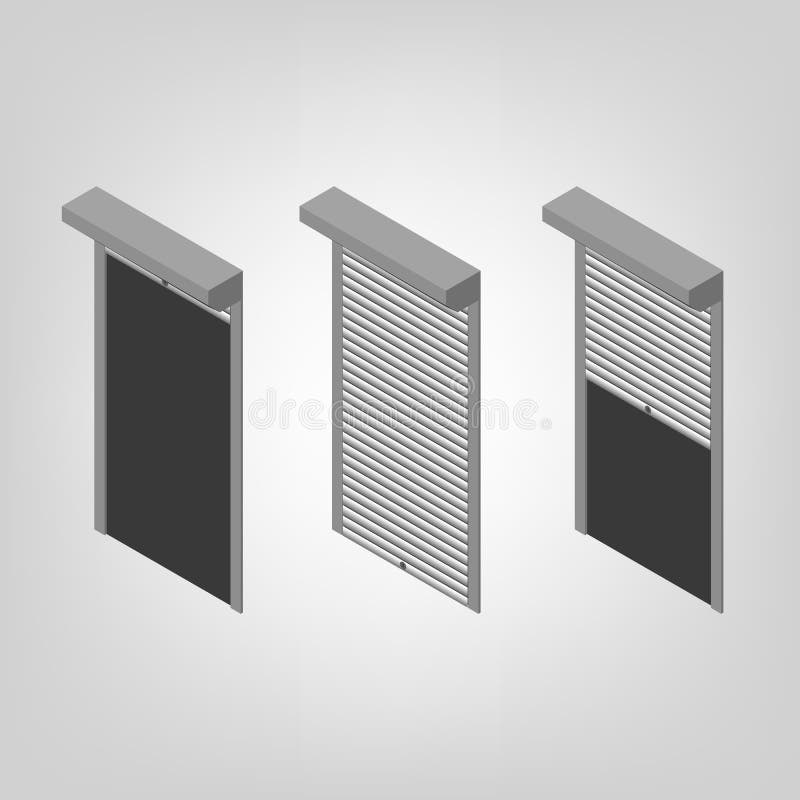Steel Security Shutters Isometric, Vector Illustration. Stock Vector ...