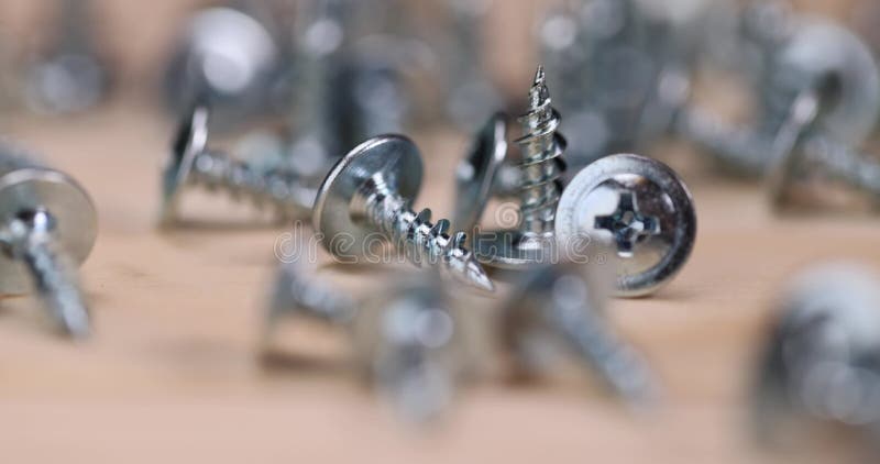 Steel Self-tapping Screws for Fixing Wooden Objects Stock Footage ...