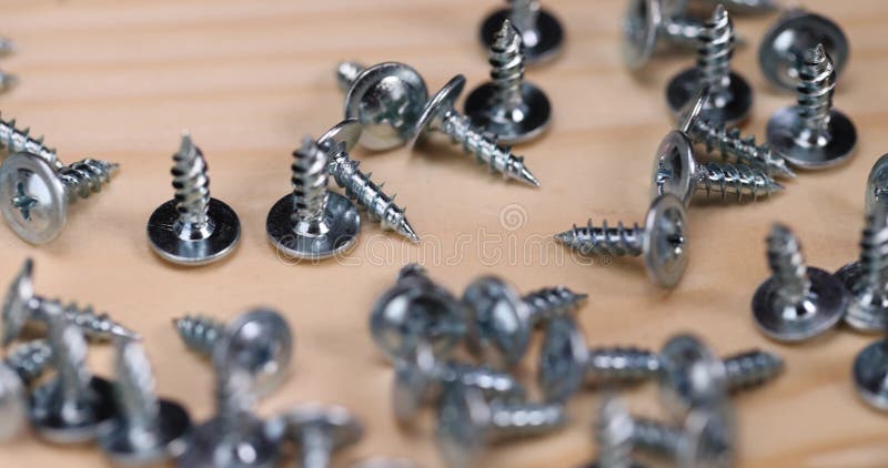 Steel Self-tapping Screws for Fixing Wooden Objects Stock Footage ...