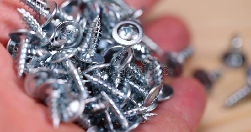 Steel Self-tapping Screws for Fixing Wooden Objects Stock Footage ...