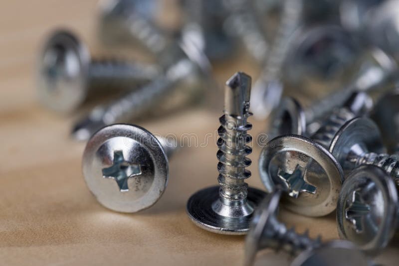 Steel Self-tapping Screws for Working with Wooden Products Stock Image ...