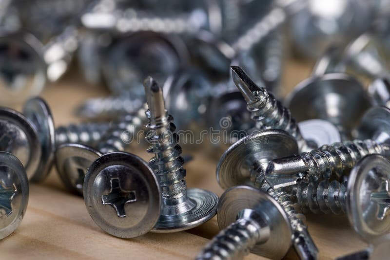 Steel Self-tapping Screws for Working with Wooden Products Stock Image ...