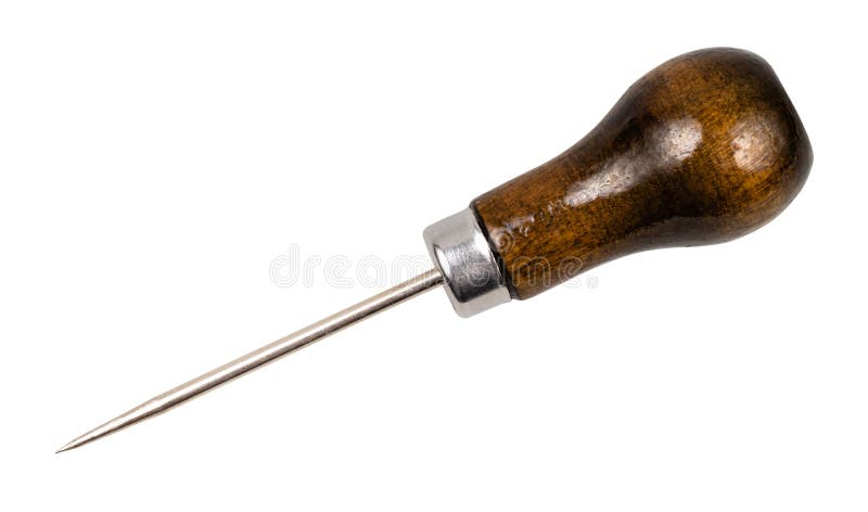 Steel Sewing Awl with Polished Wood Handle Cutout Stock Photo - Image ...