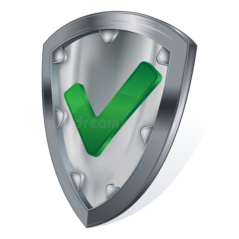 Steel Shield with Check Mark Stock Vector - Illustration of protection ...
