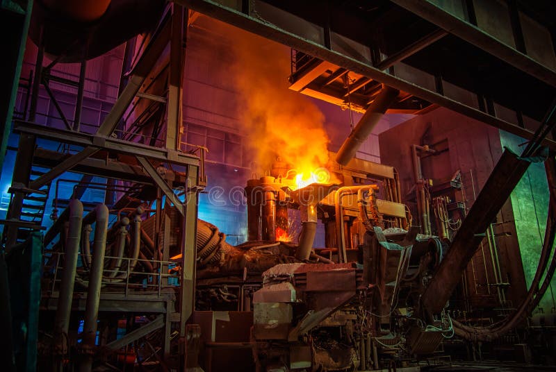 Steel-making workshop stock photo. Image of flowing, machinery - 99806002