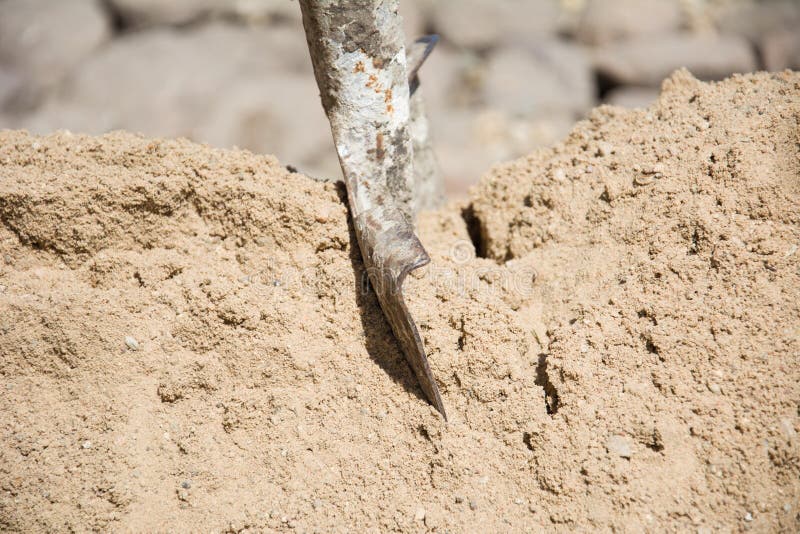 Steel Shovel for Scoop Sand in Construction Work. Front View To ...