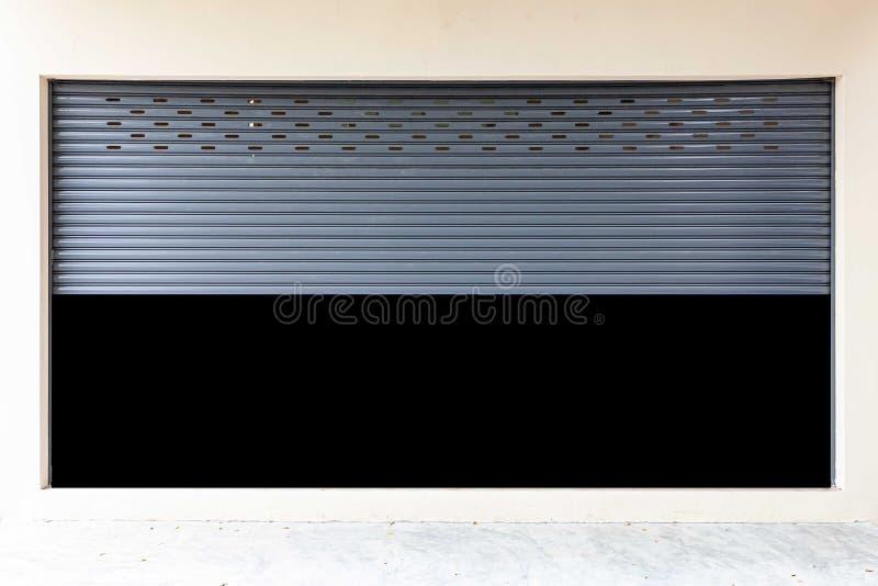 Shutter Door Stores Open and Close Stock Photo - Image of house, green ...