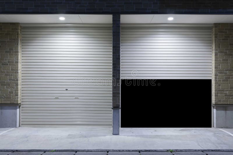 Steel Shutter Door Stores Open and Close Stock Image - Image of metal ...