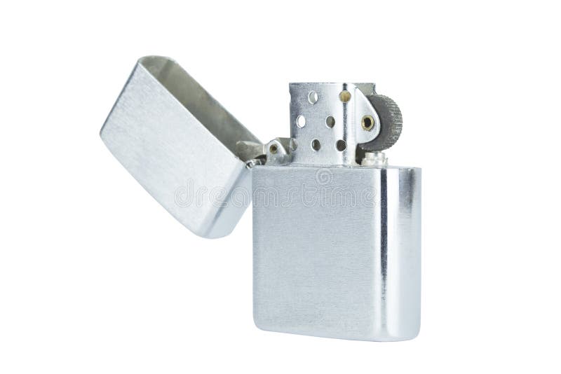 Steel Silver Lighter Open Cap Isolated with Clippingpath on Whit Stock ...