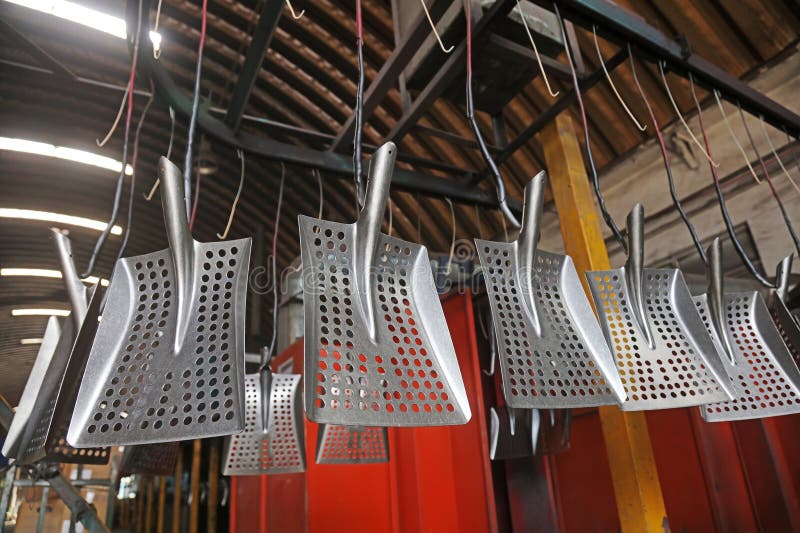 Steel Spade with Holes in Production Line Stock Photo - Image of ...