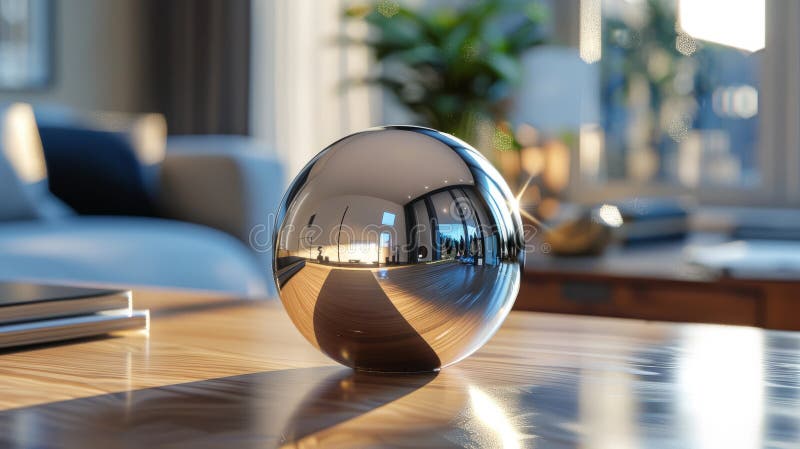 Steel Sphere on Table in Modern Living Room Stock Photo - Image of ...