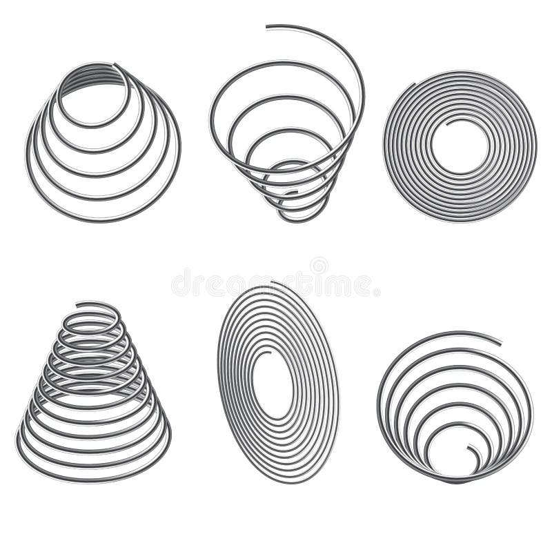 Steel Springs. Spiral Spring Set Stock Vector - Illustration of iron ...