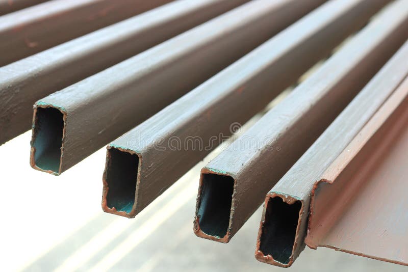 Steel Square In Block Of Cutting Machine For Fabrication Work In ...