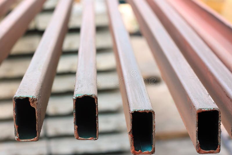 Steel Square In Block Of Cutting Machine For Fabrication Work In ...