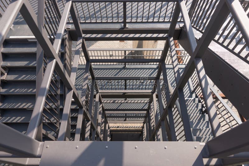 Steel Staircase with Multiple Levels Stock Image - Image of outdoors ...
