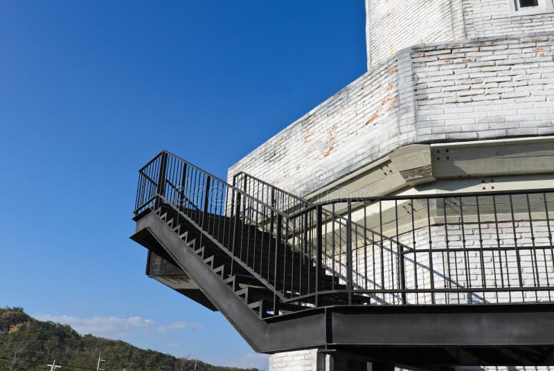 Steel Staircase Outside the Building. Stock Image - Image of outdoor ...