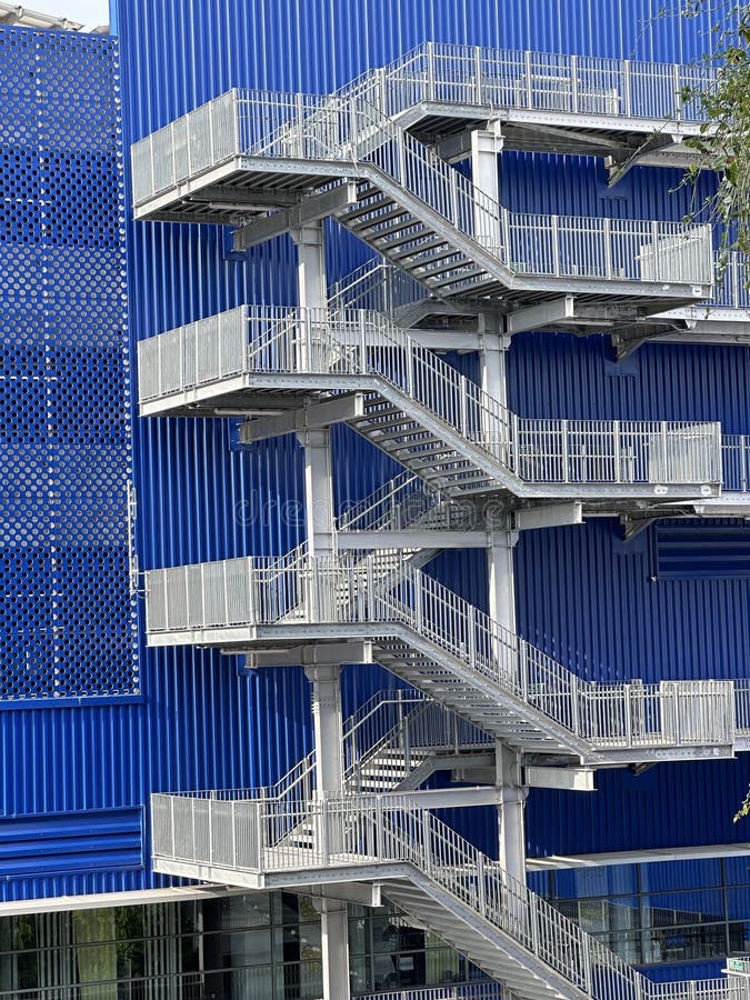 Steel Staircase Structure Outside the Building, Fire Escape Stair Steel ...