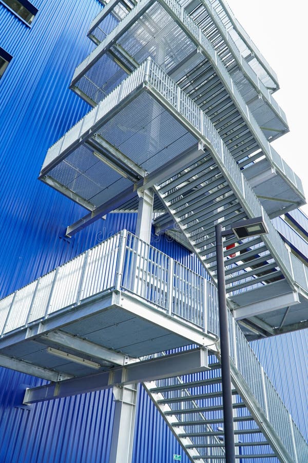 Steel Staircase Structure Outside the Building, Fire Escape Stair Steel ...