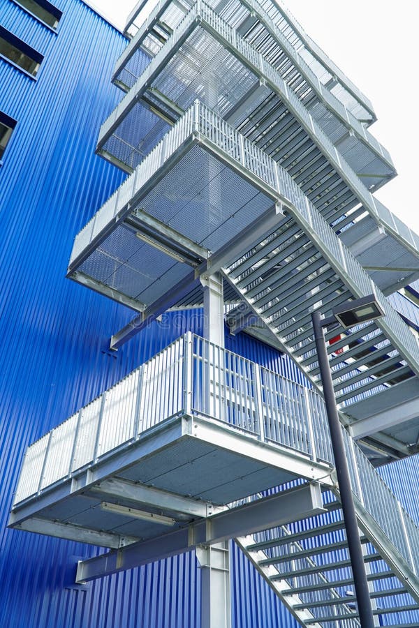 Steel Staircase Structure Outside the Building, Fire Escape Stair Steel ...