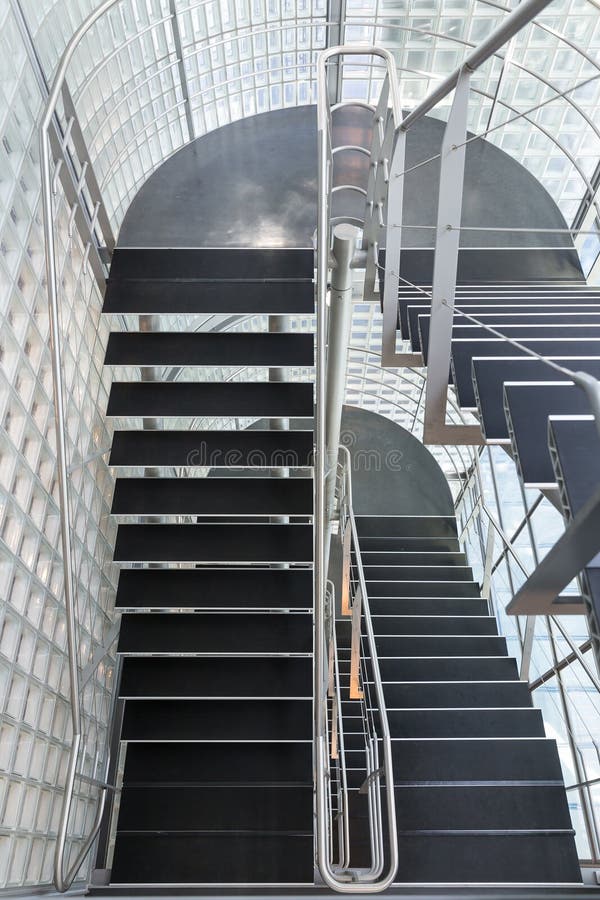 Steel Stairway in a Modern Office Building Stock Image - Image of ...